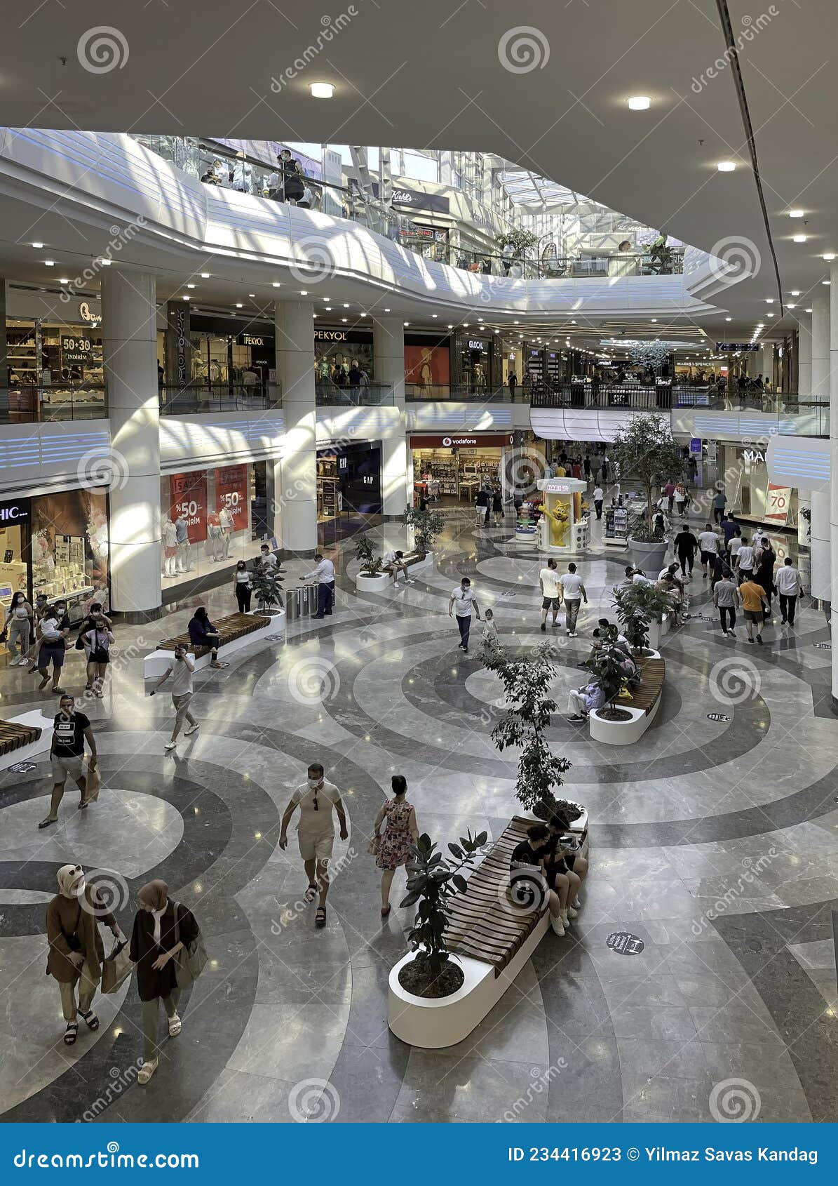 Internal View from Aqua Mall, People and Retail Stores in Florya ...