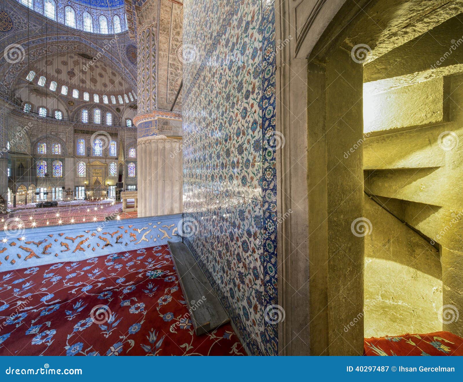 Internal View of Blue Mosque, Istanbul Stock Image - Image of ...