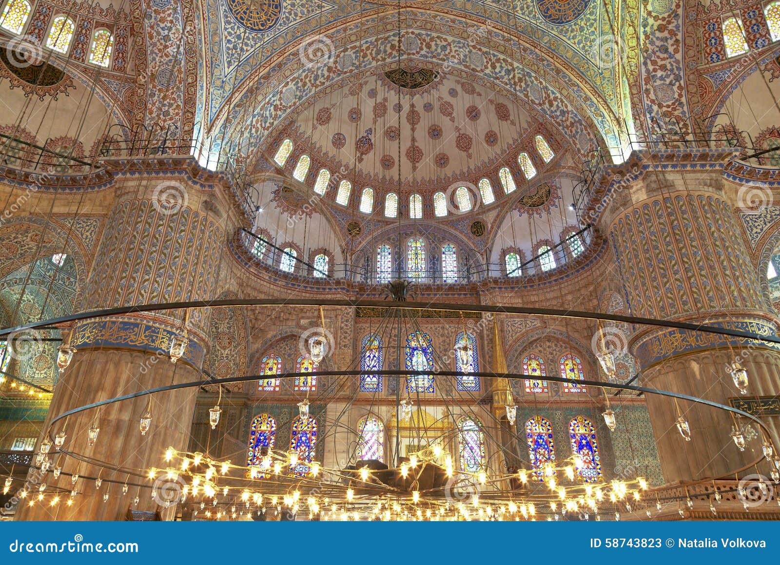 Internal View of Blue Mosque Editorial Stock Photo - Image of ceiling ...