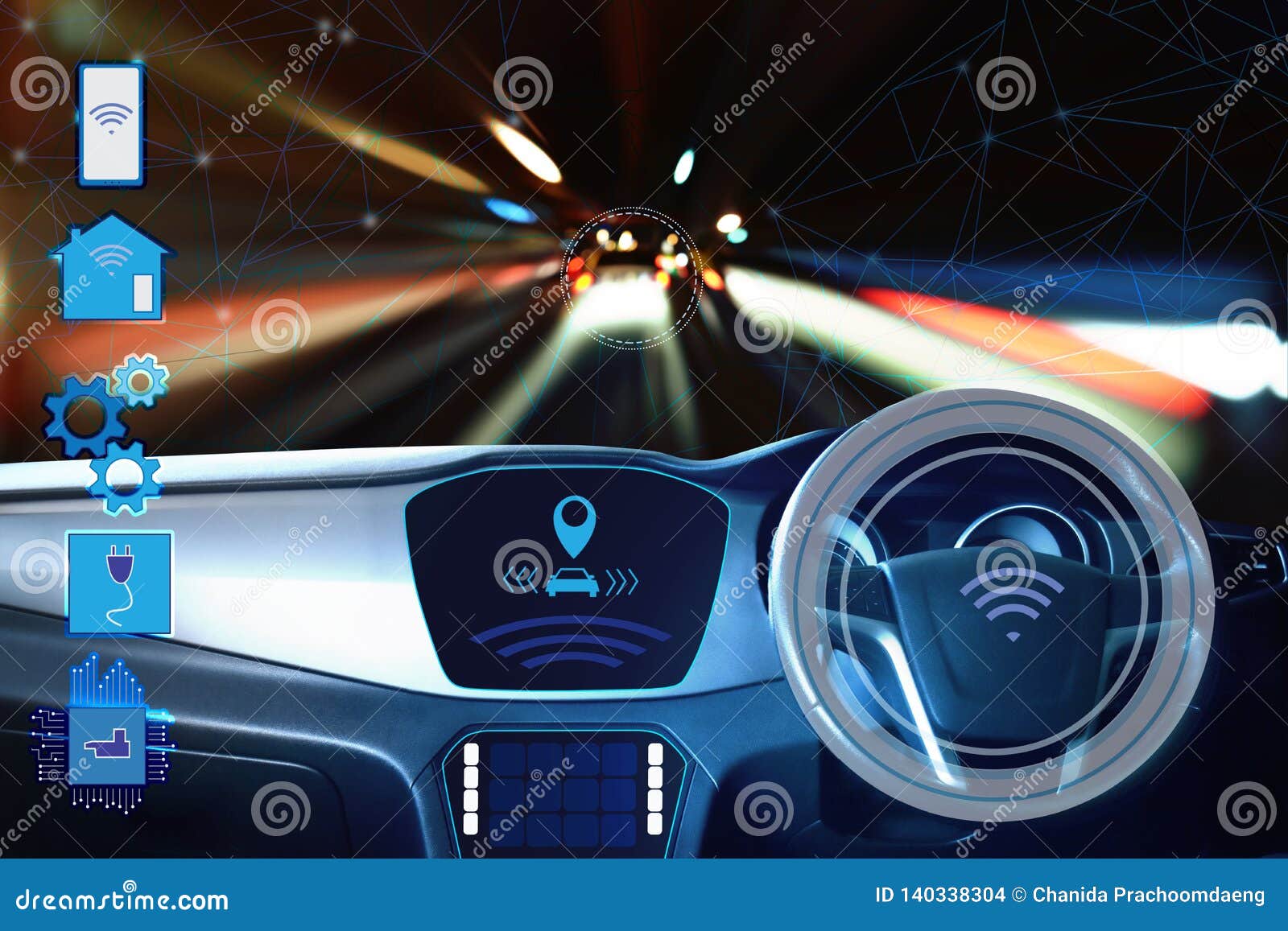 Internal View, Display Screen and Automatic Self Driving .Electric ...