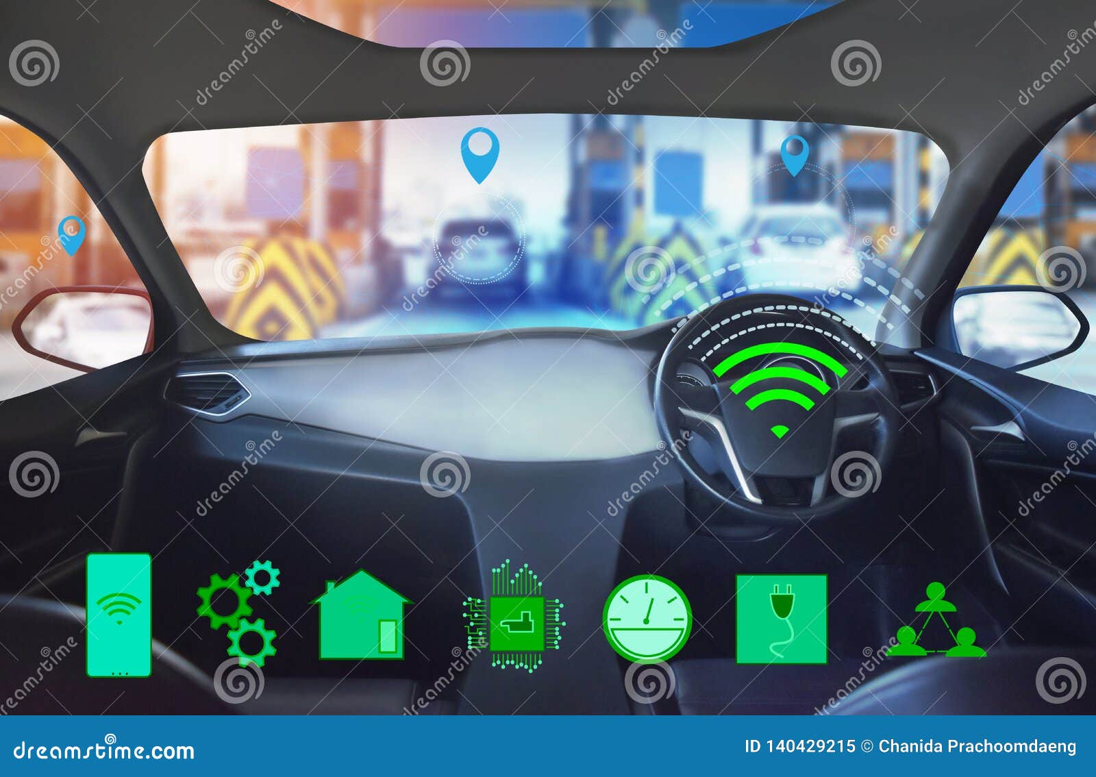 Internal View, Display Screen and Automatic Self Driving .Electric ...
