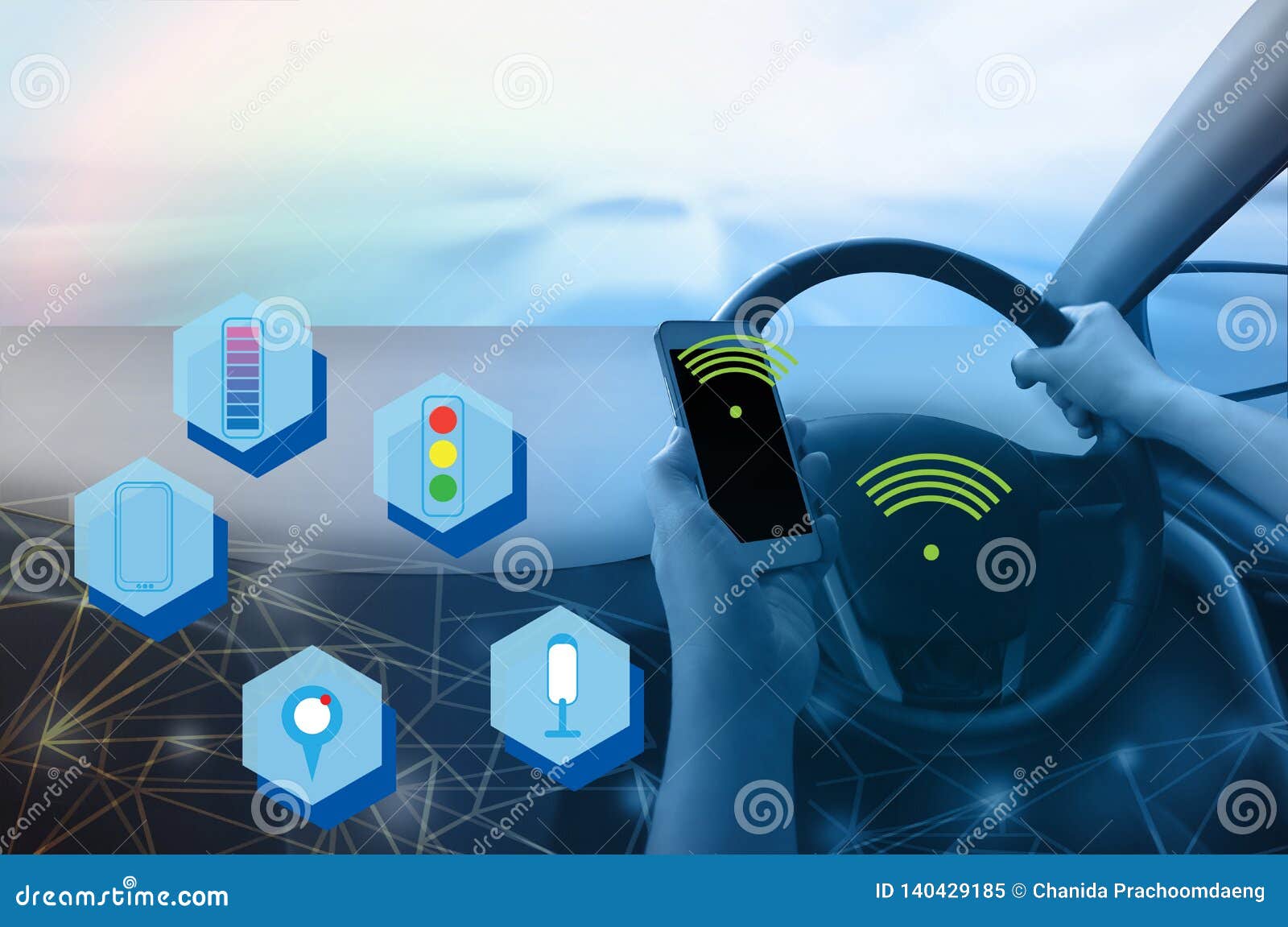 Internal View, Display Screen and Automatic Self Driving .Electric ...