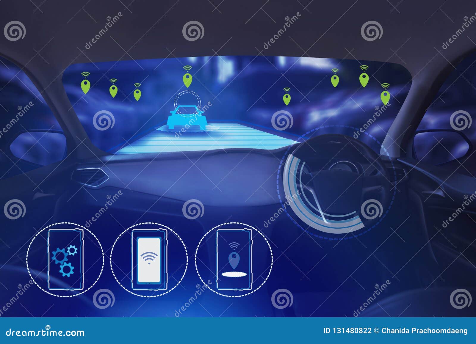 Internal View, Display Screen and Automatic Self Driving .Electric ...