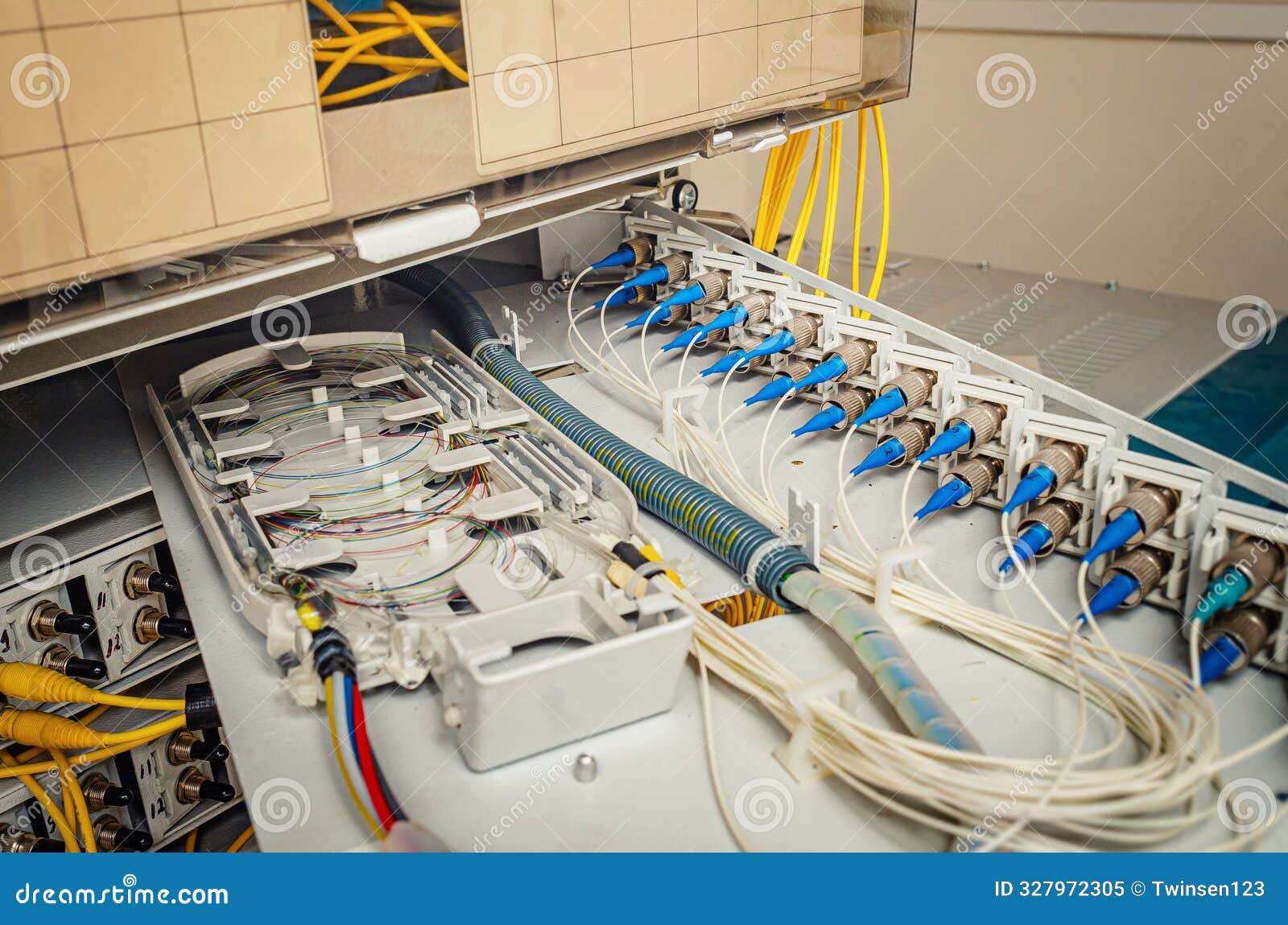 Internal Wiring Of Optical Patch Panel In Wall Cabinet For Signal ...