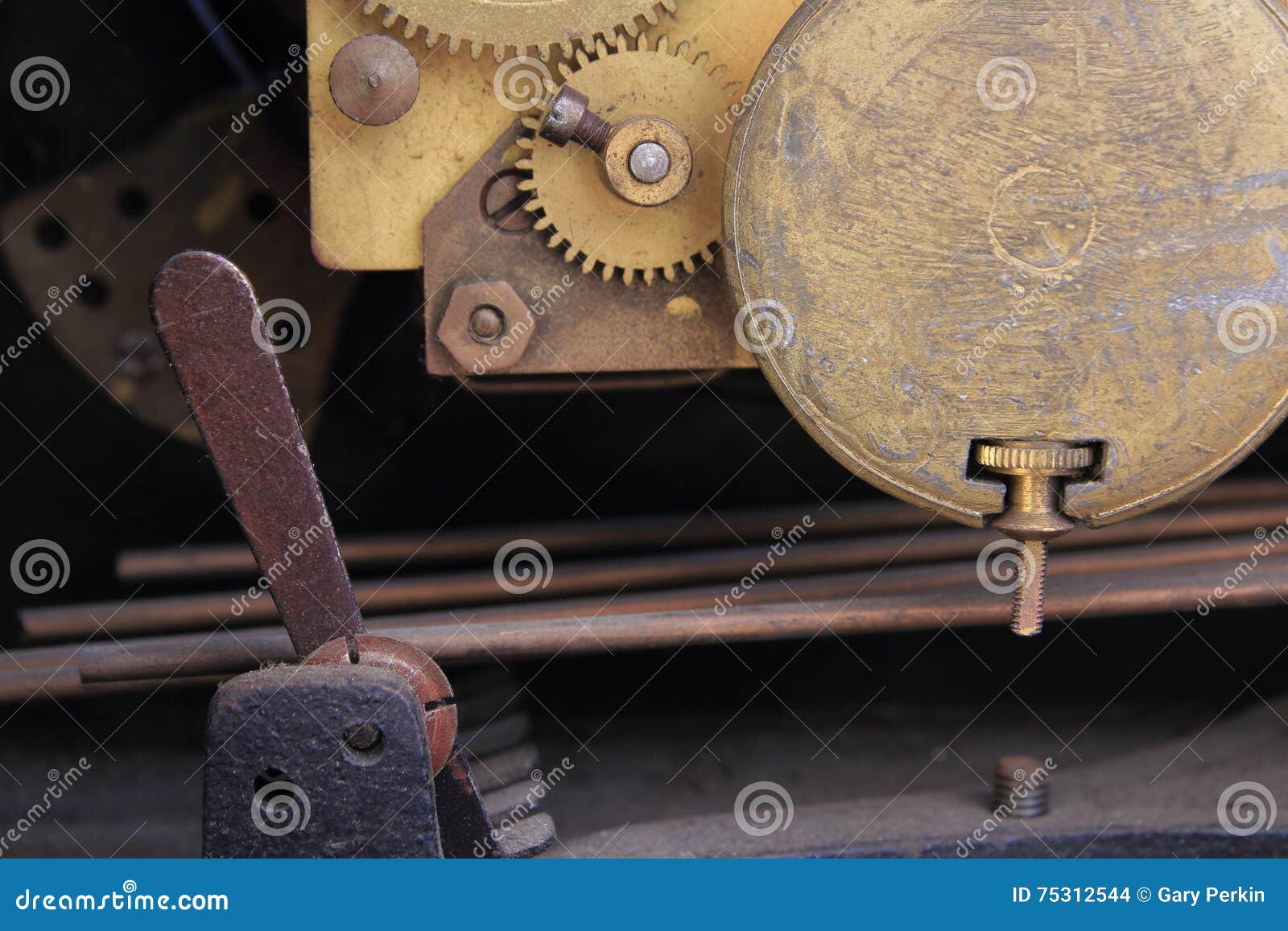 Internal Workings of an Antique Clock Movement Stock Photo - Image of ...