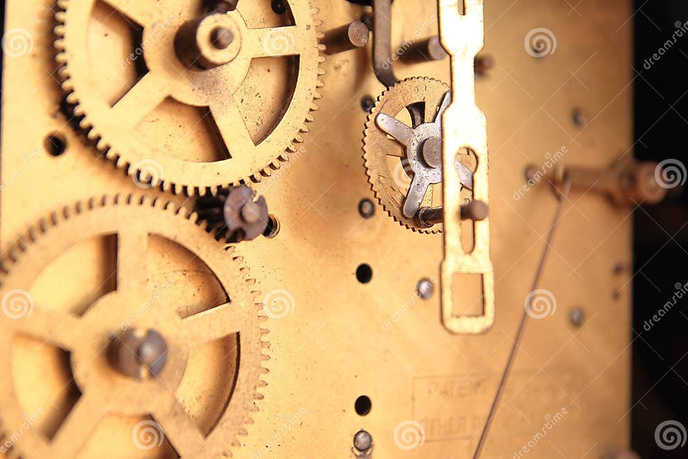 Internal Workings of an Antique Clock Movement Stock Photo - Image of ...
