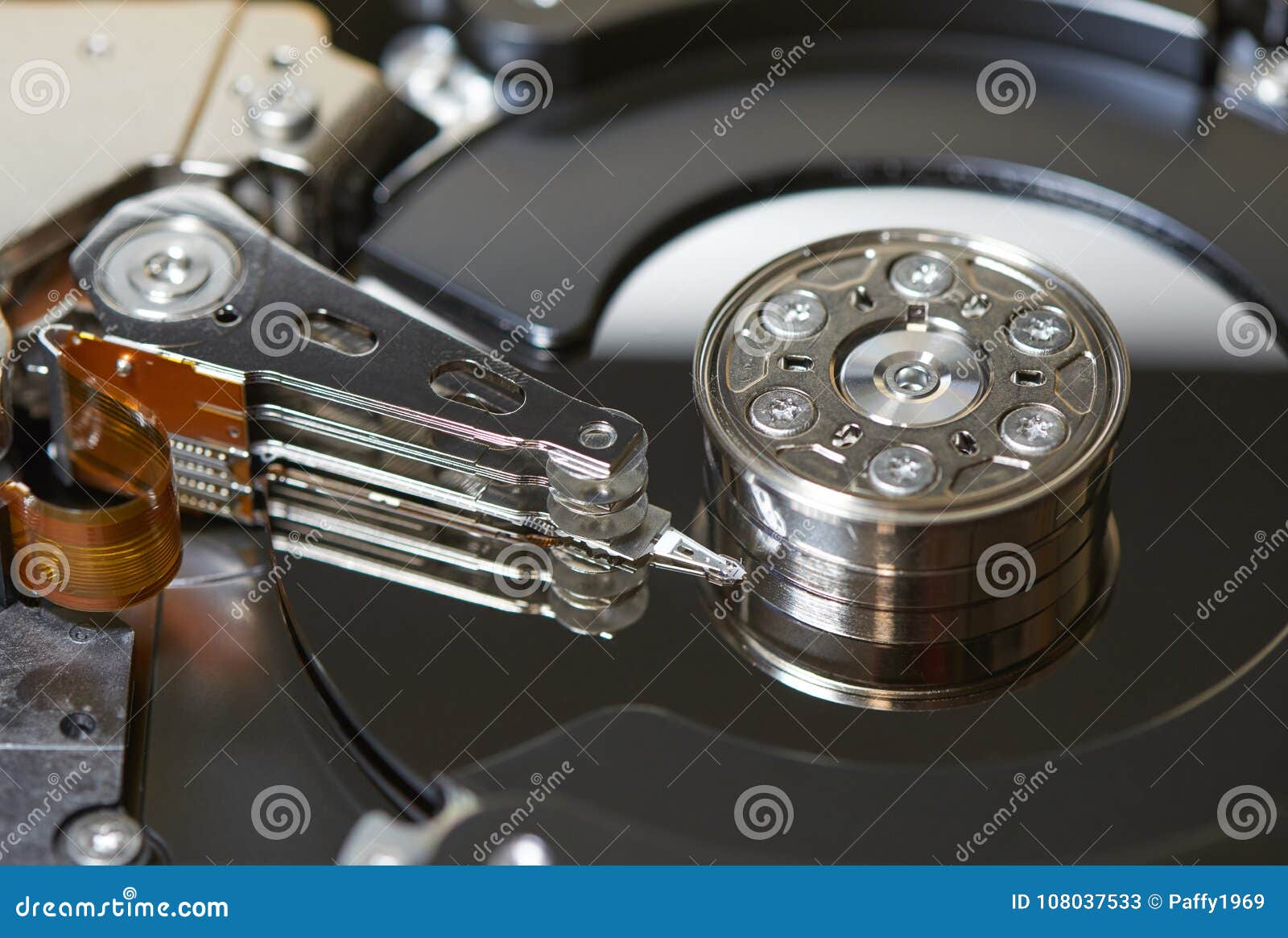 Internals of SATA Hard Disk Drive Stock Image - Image of opened ...