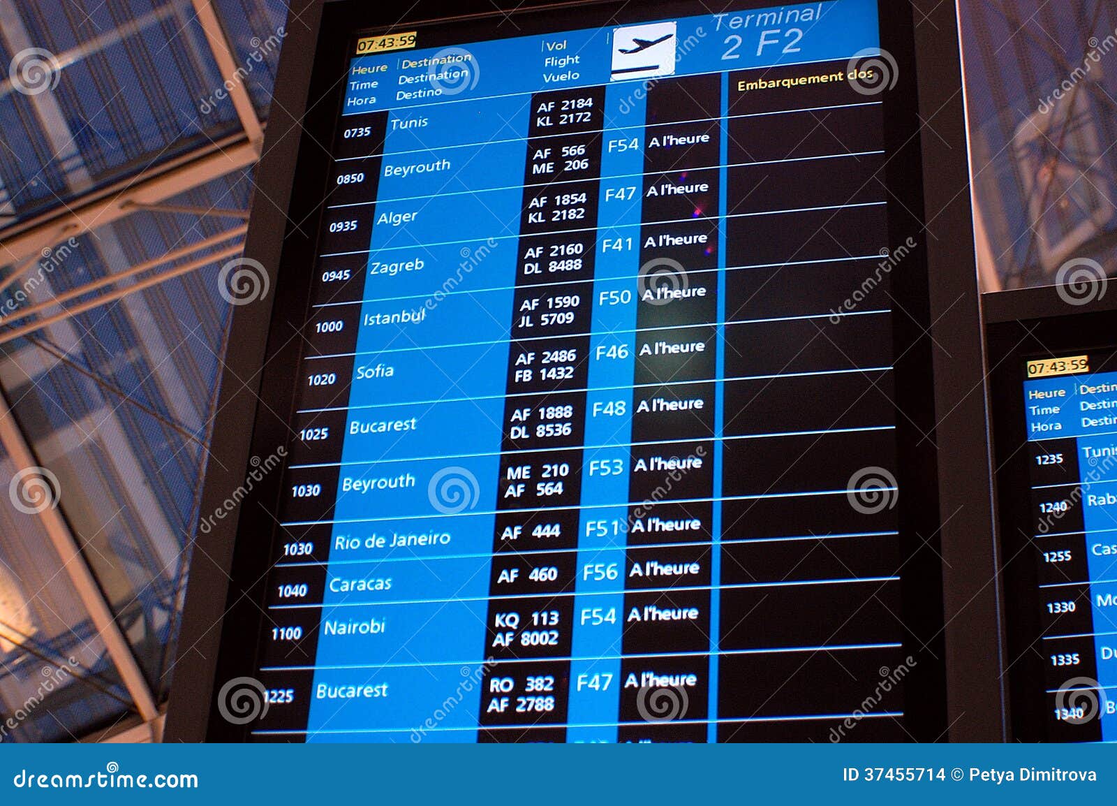 International Airport Board Panel with All Flights Stock Photo - Image ...