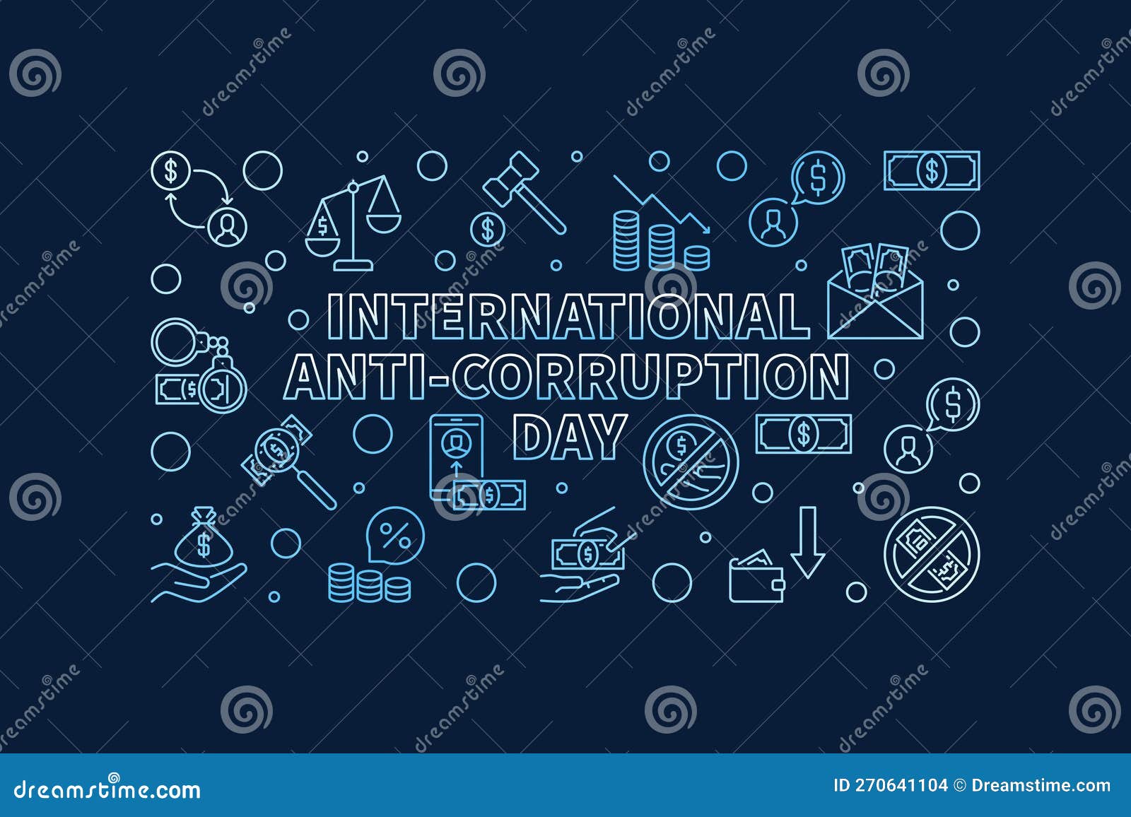 International Anti Corruption Day Vector Concept Line Horizontal Blue ...