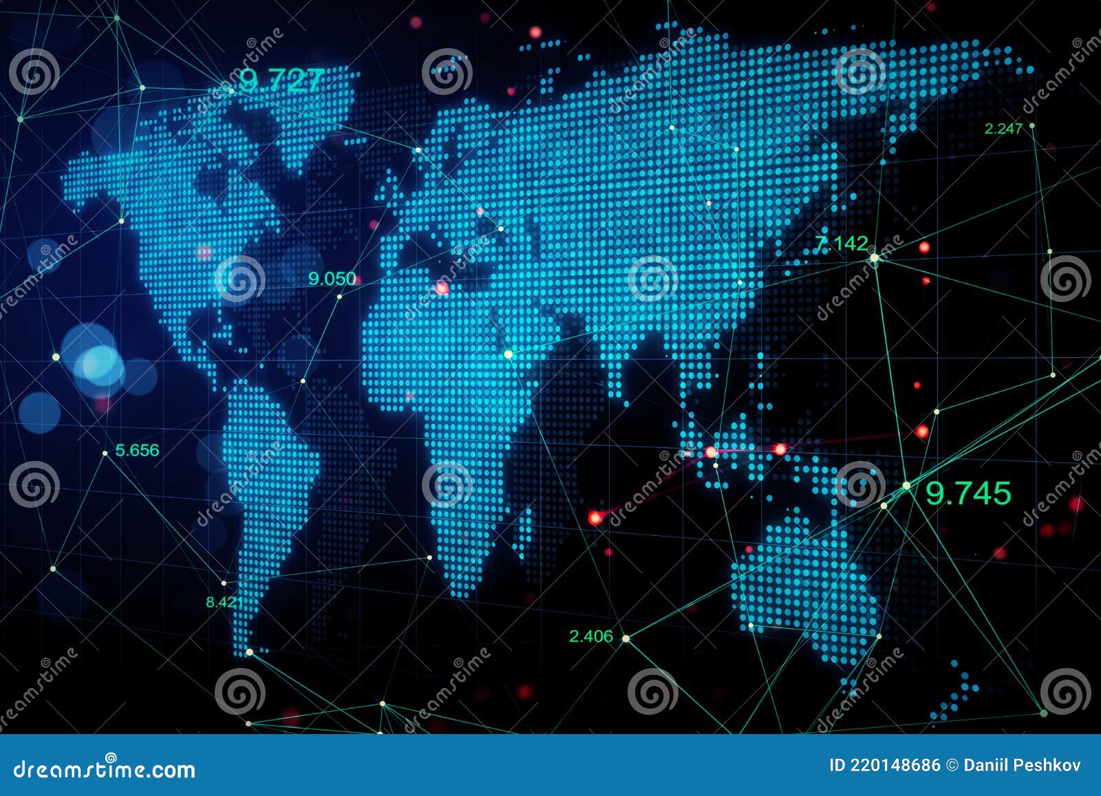International Big Data Concept with Digital World Map, Indicators ...