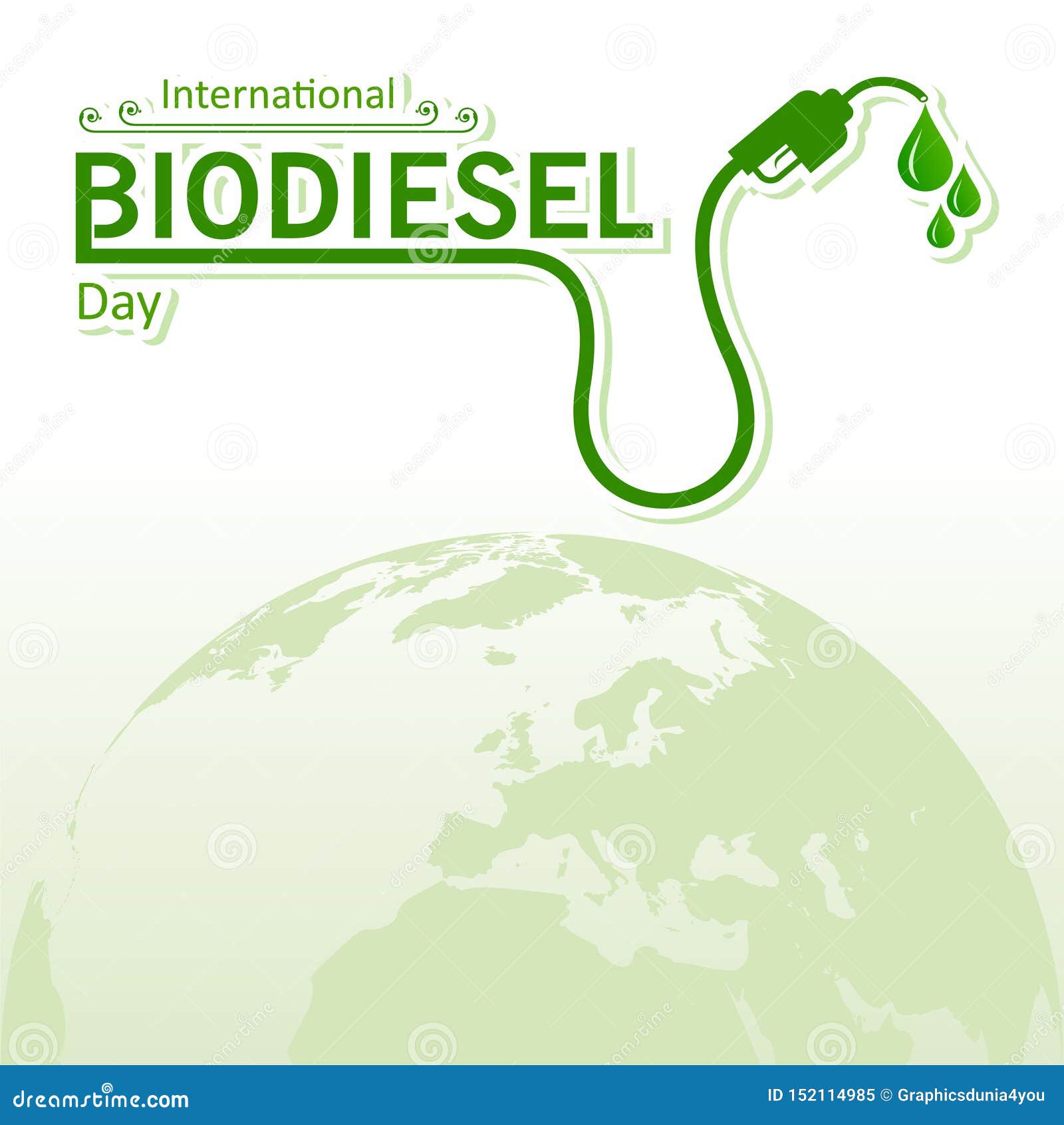 International Biodiesel Day World Map And Plants Design For Cards ...