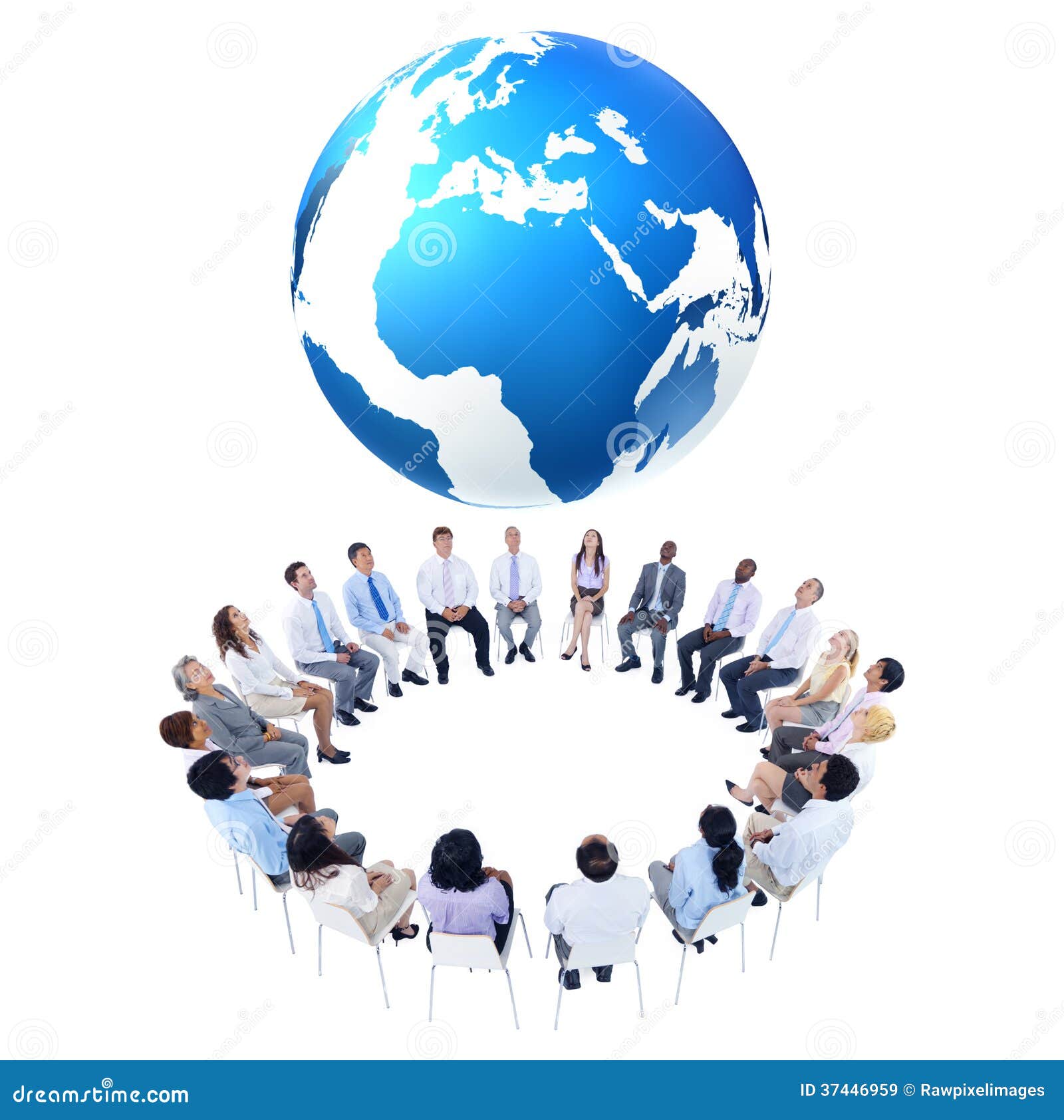 International Business Meeting with World Map Stock Image - Image of ...