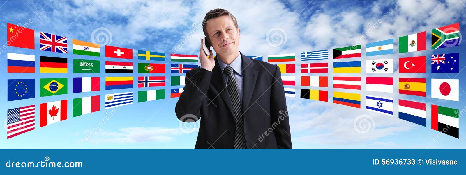 International Businessman Talking on the Phone, Global Communication ...