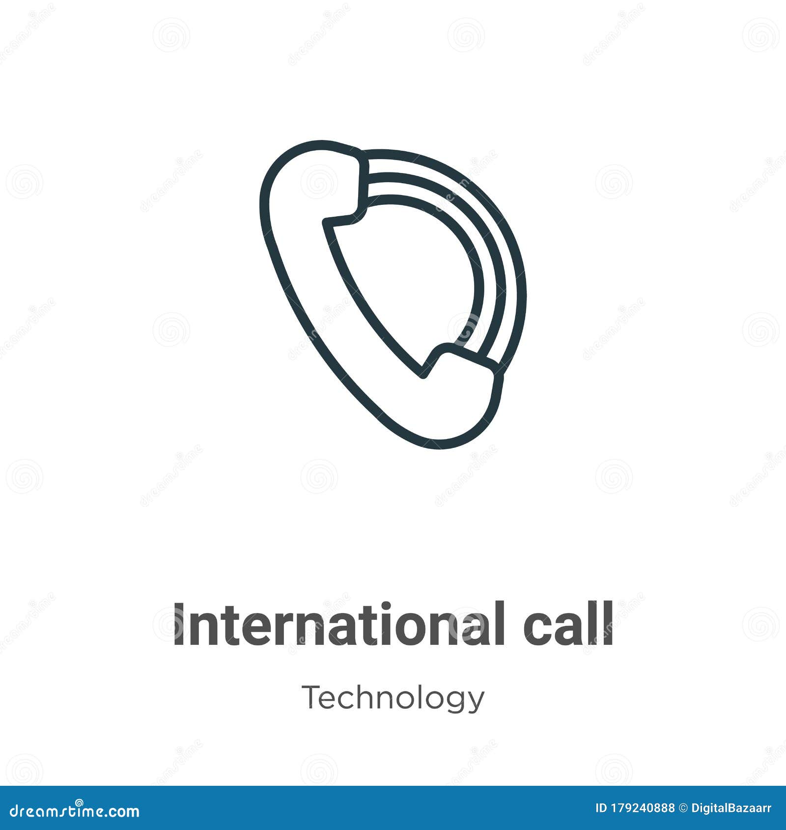 International Call Outline Vector Icon. Thin Line Black International ...