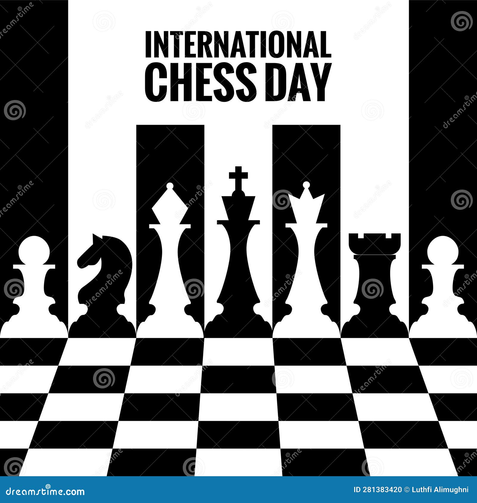 International Chess Day Banner. Vector Illustration Of Chess Pieces ...