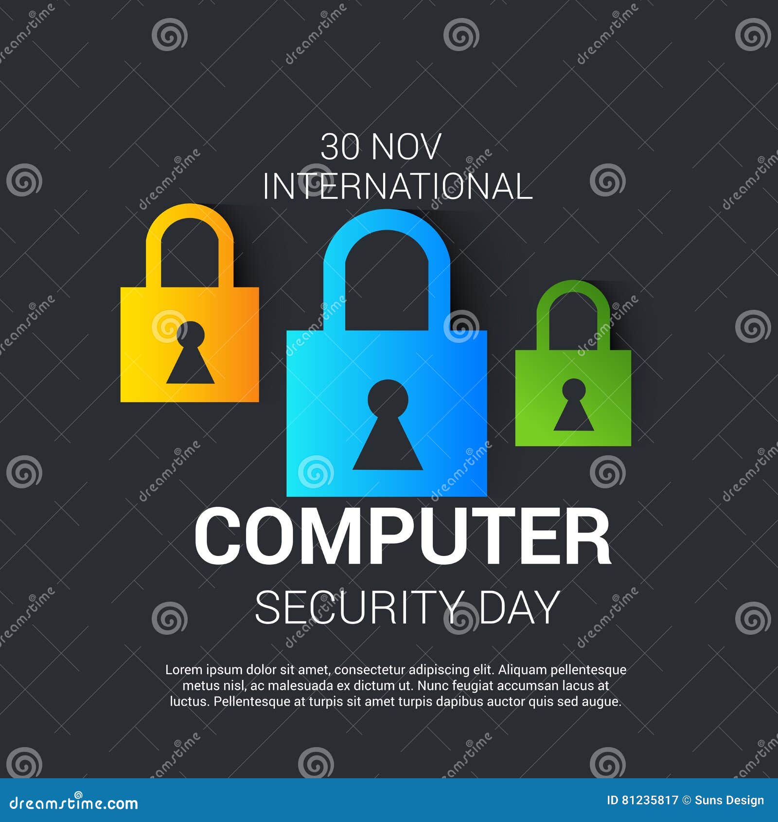 International Computer Security Day Stock Illustration - Illustration ...