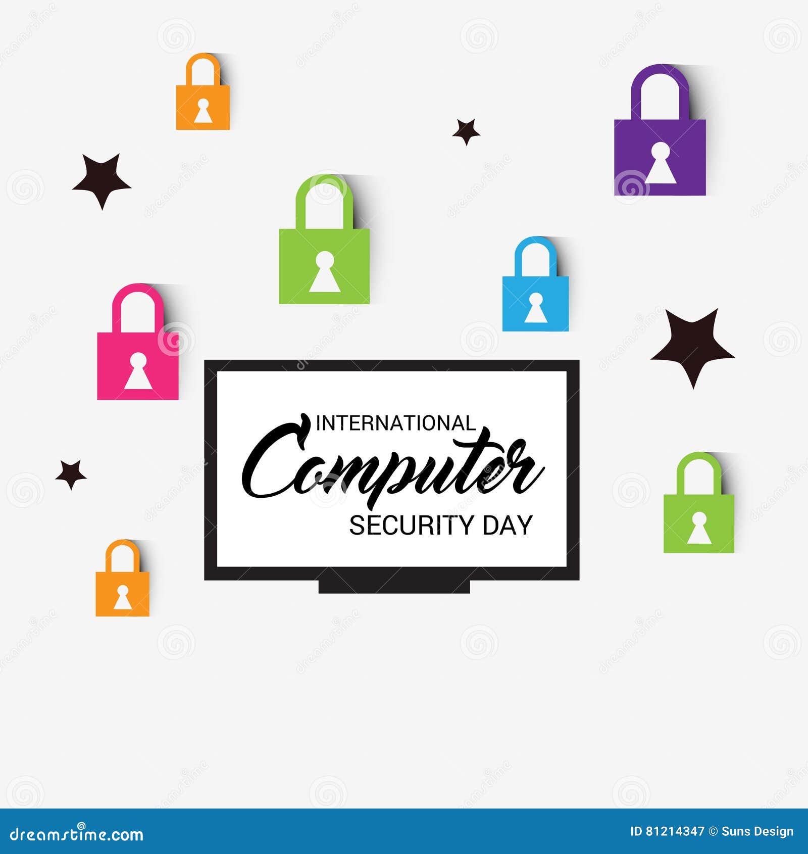 International Computer Security Day Stock Illustration - Illustration ...