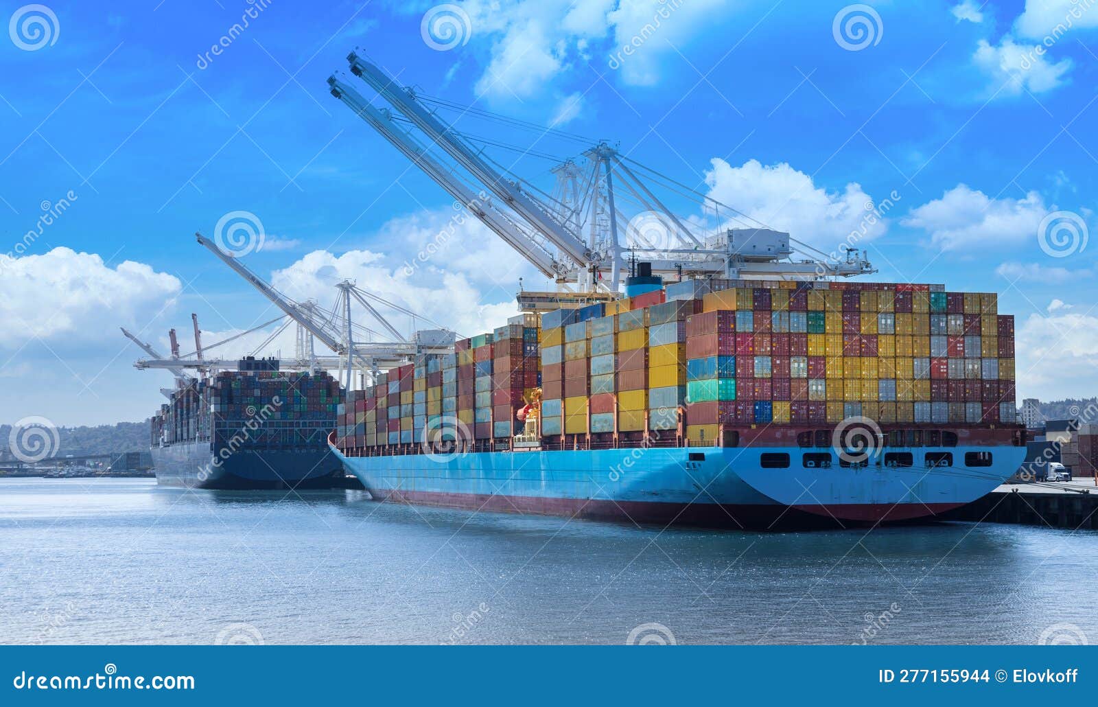 International Container Cargo and Freight Ships Docked in Seattle Port ...