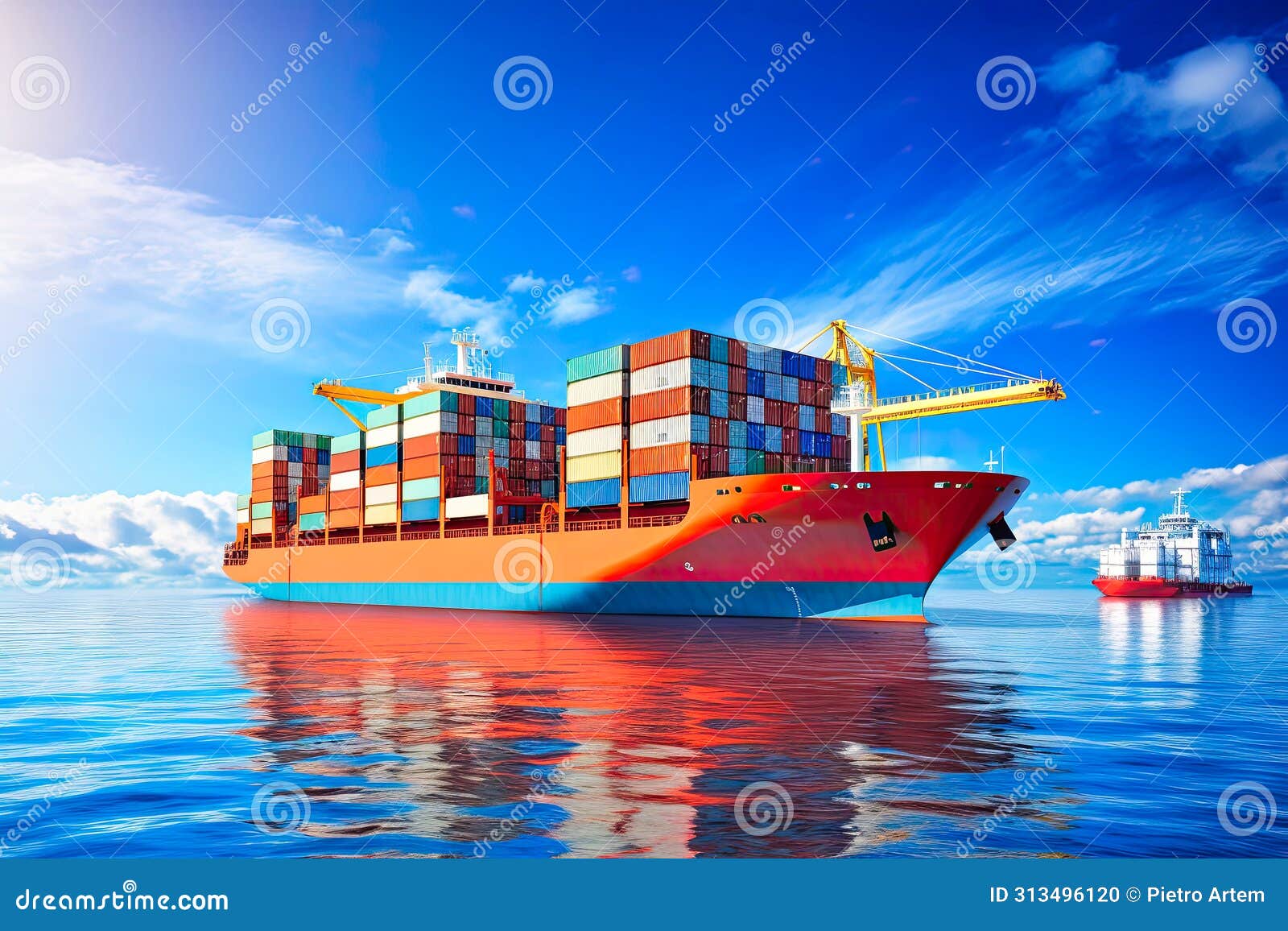 International Container Cargo Ship in the Ocean Stock Photo - Image of ... International Container Cargo Ship in the Ocean Stock Photo - Image of ...