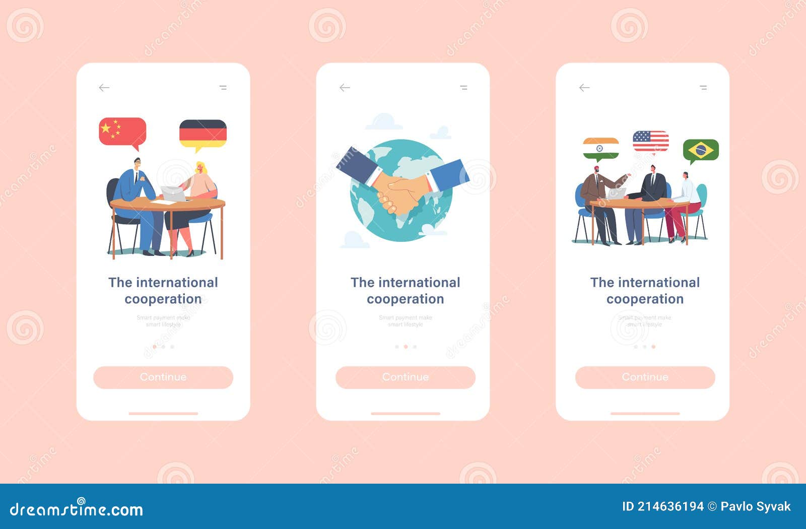 International Cooperation Mobile App Page Onboard Screen Template ...