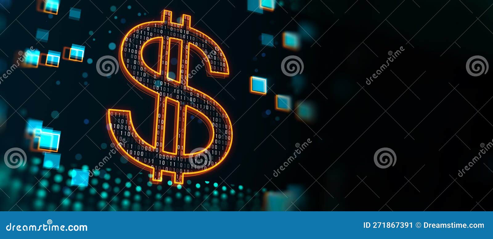 International Currency and Digital Money Concept with Glowing Dollar ...
