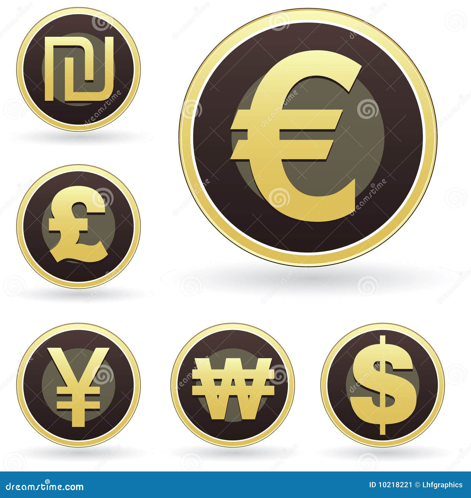 International Currency Icons on Orb Vector Buttons Stock Vector ...