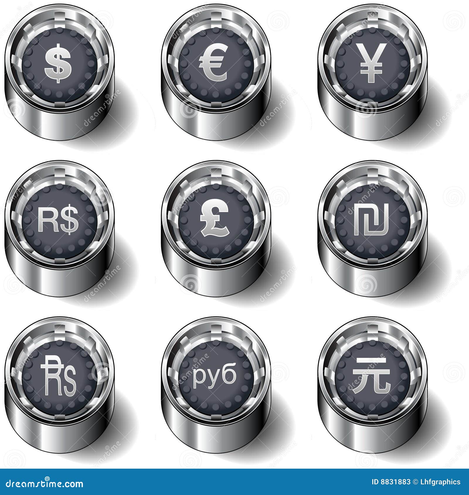 International Currency Vector Button Set Stock Vector - Illustration of ...