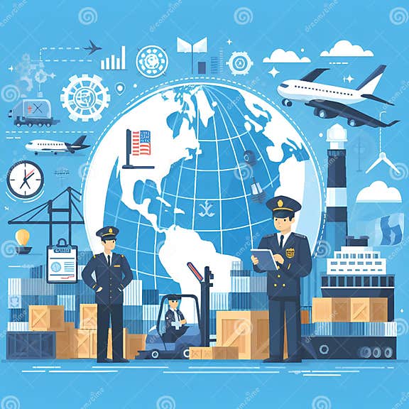 Customs Officer Checking Container Document. AI Generated Stock ...