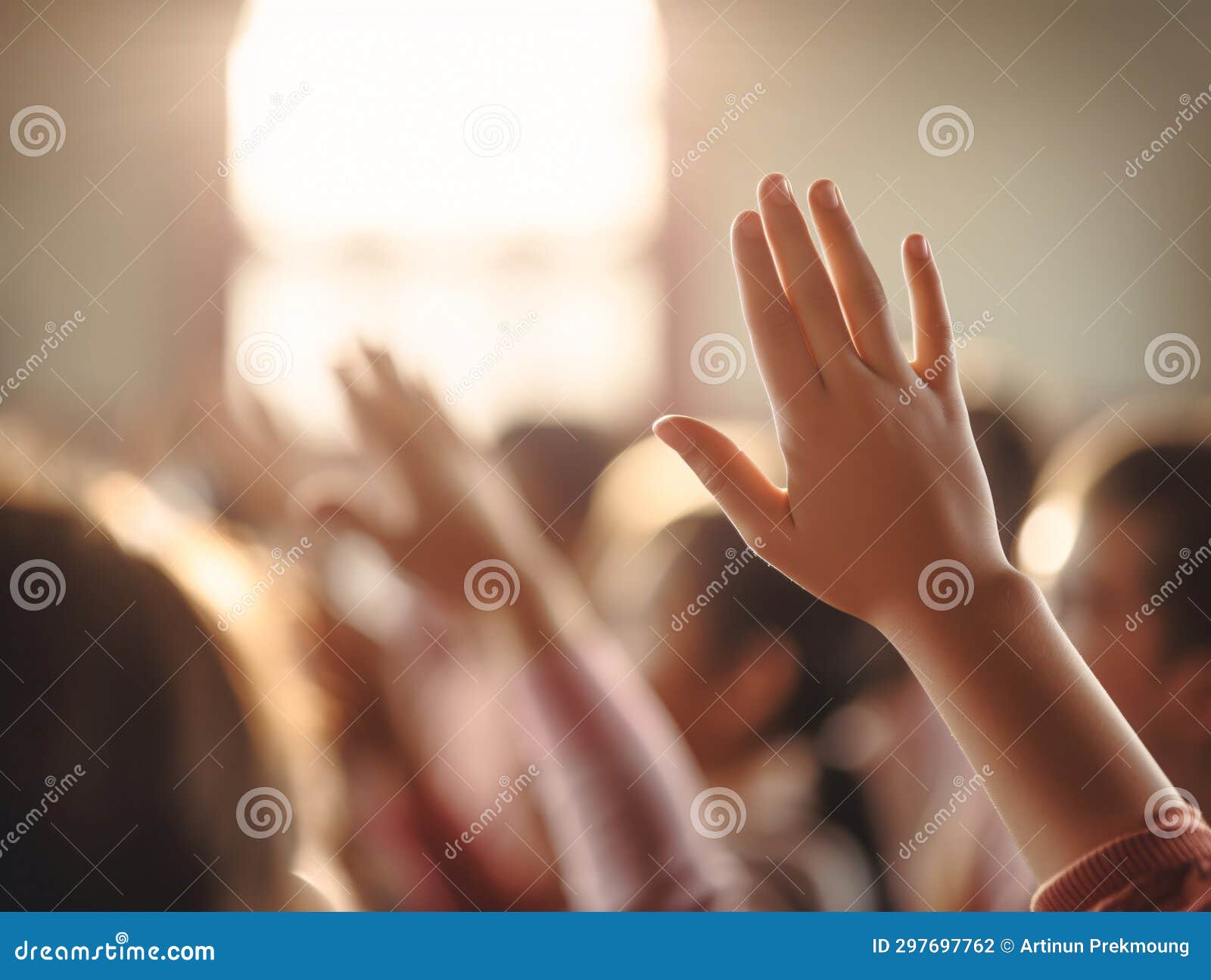 Students Raise Their Hands In A Classroom, Eager To Participate In A ...