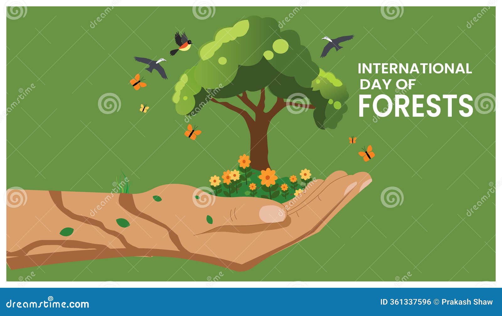 International Day of Forests Forest in Your Hand Stock Illustration ...
