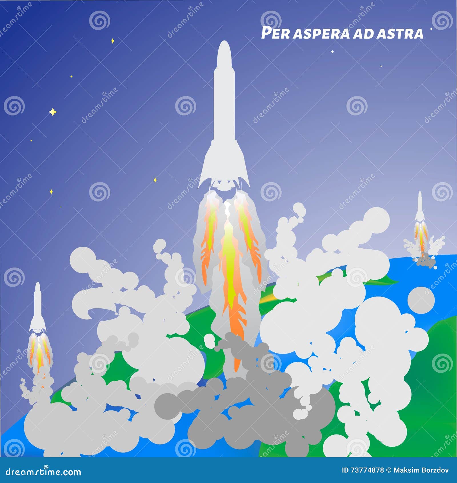 International Day of Human Space Flight. Rocket Launch from Earth ...