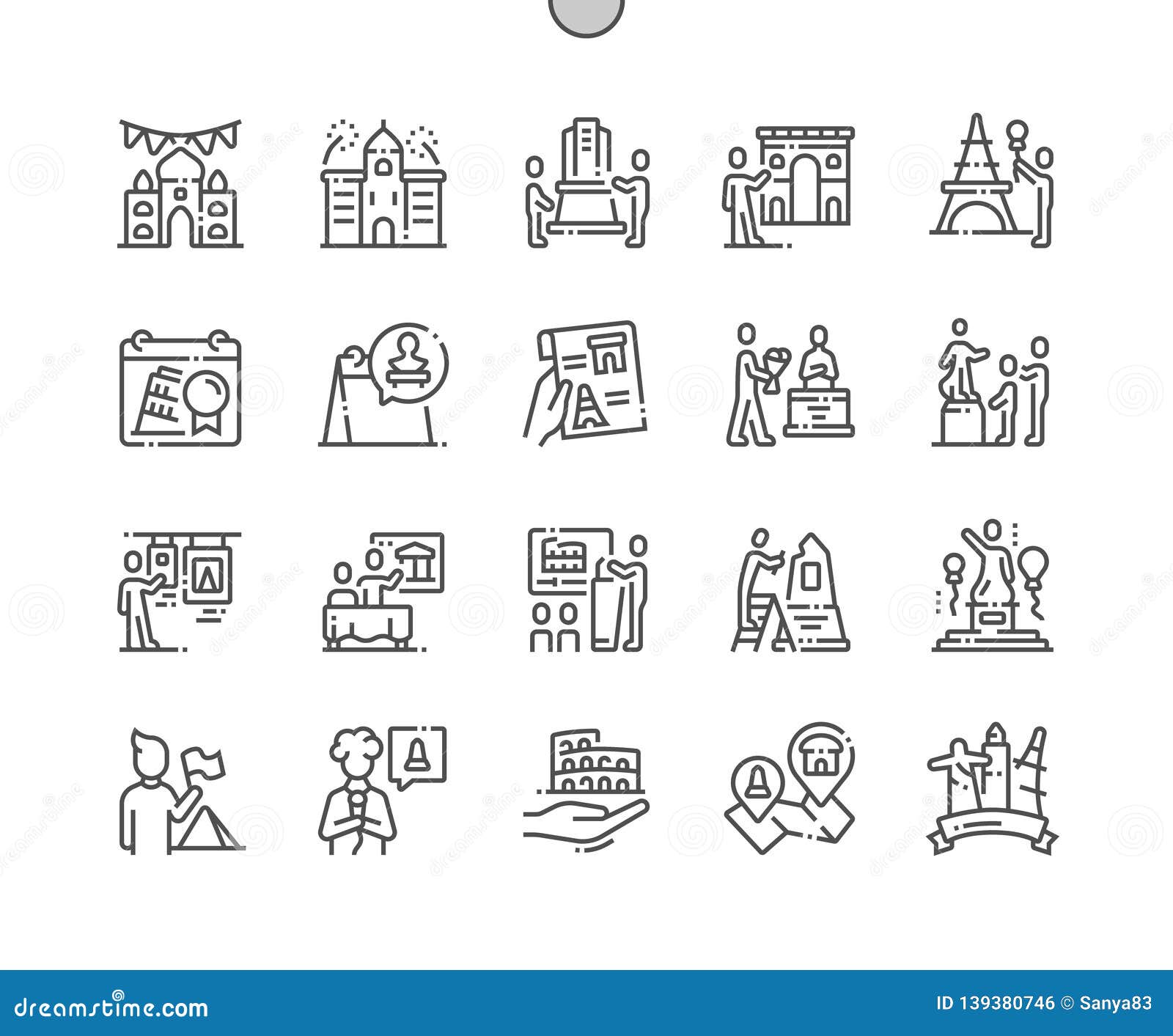 International Monuments Doodle Icons Pack Cartoon Vector ...