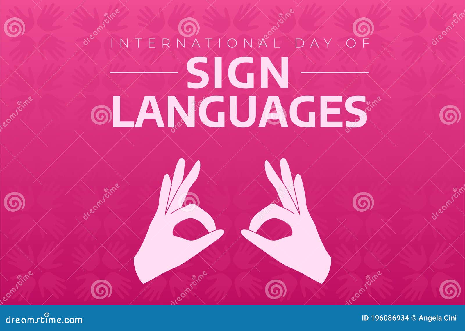 International Day of Sign Languages Pink Background Stock Vector ...