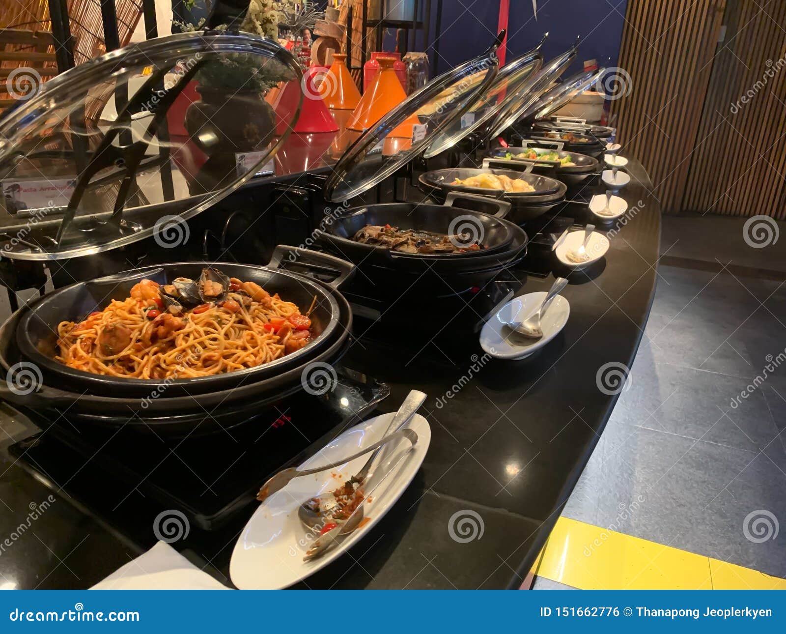 International Dinner Buffet Background Stock Photo - Image of lunch ...