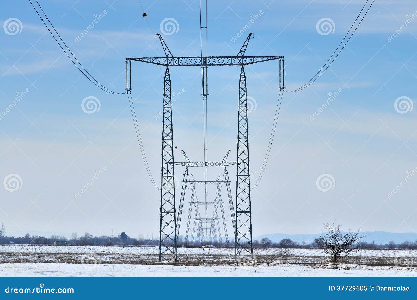 International Electrical Power Lines View Stock Image - Image of ...