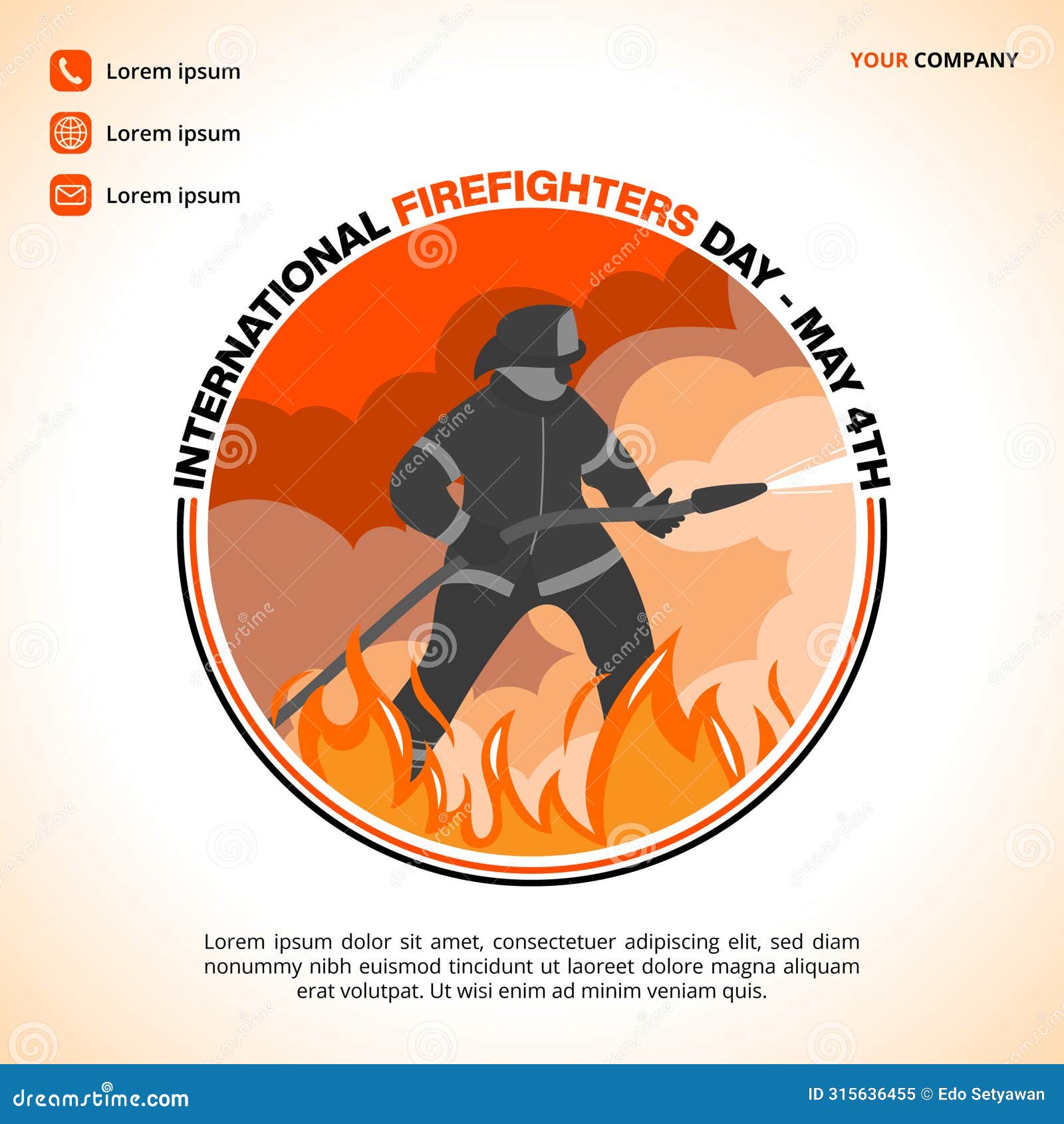 International Firefighters Day Background With A Silhouette Firefighter ...