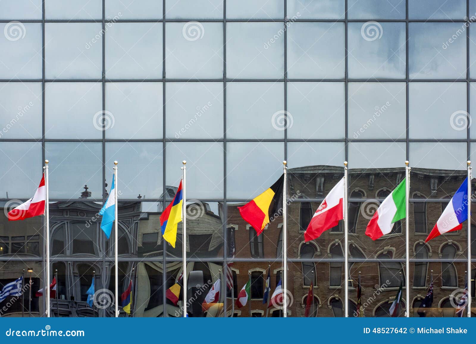 International Flags stock photo. Image of windows, reflection - 48527642