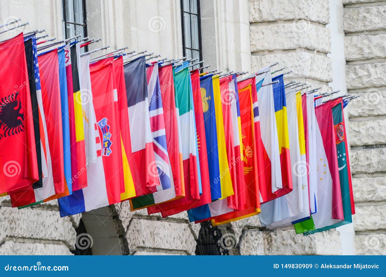International Flags in a Row Stock Image - Image of flags, economy ...
