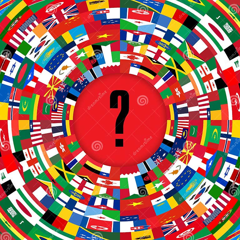 International Flags Stretched Out into Tunnel with Distant Exit ...