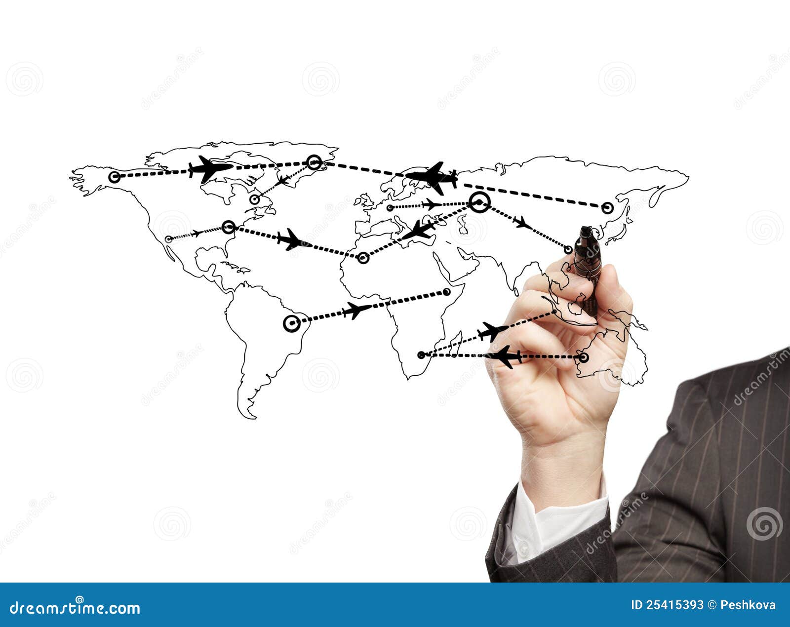 International flights draw stock image. Image of hand - 25415393