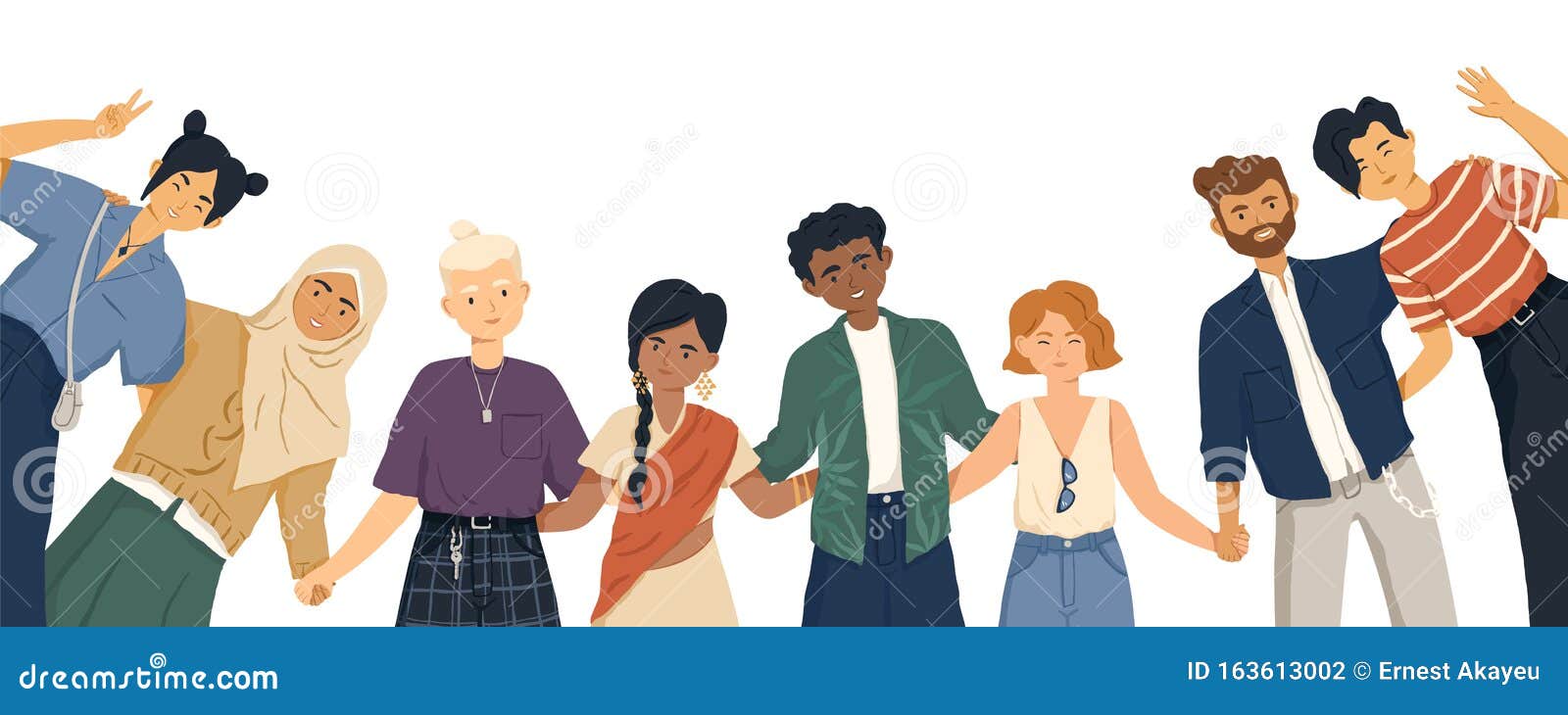 International Friendship Flat Vector Illustration. Young Diverse People ... International Friendship Flat Vector Illustration. Young Diverse People ...
