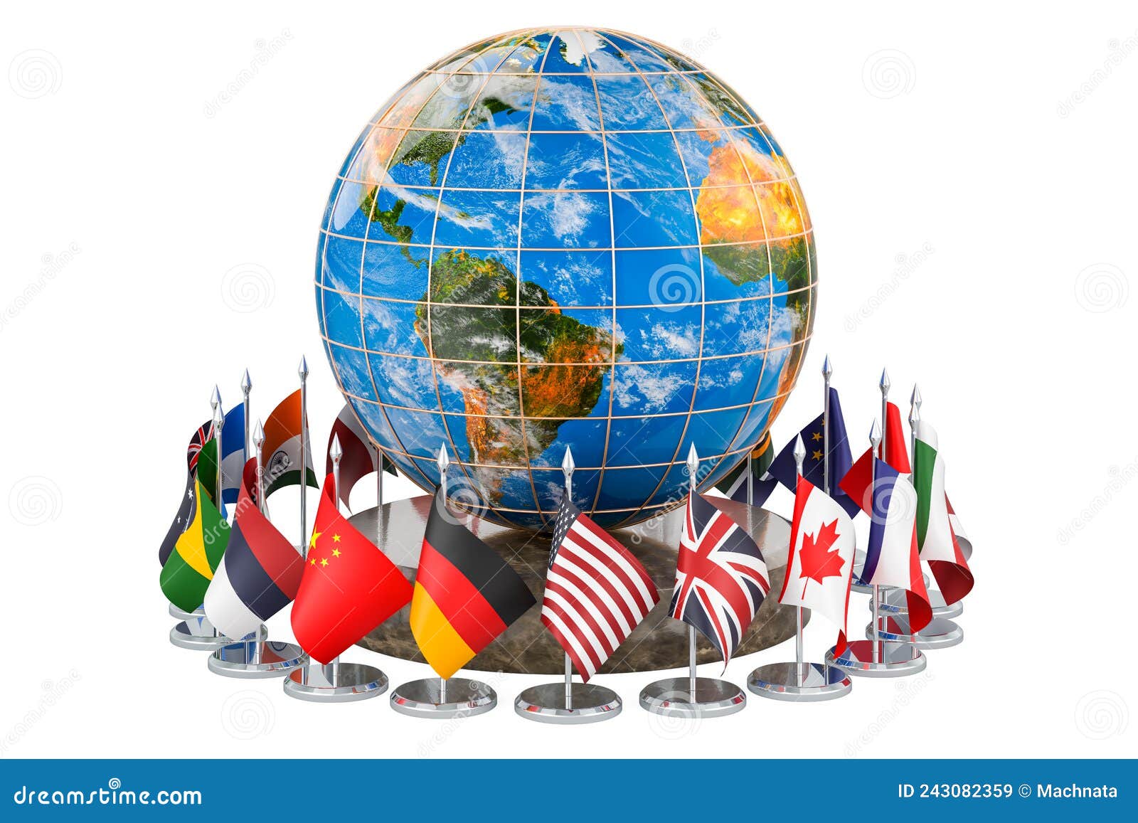Flags Around Globe Cartoon Vector | CartoonDealer.com #31893783