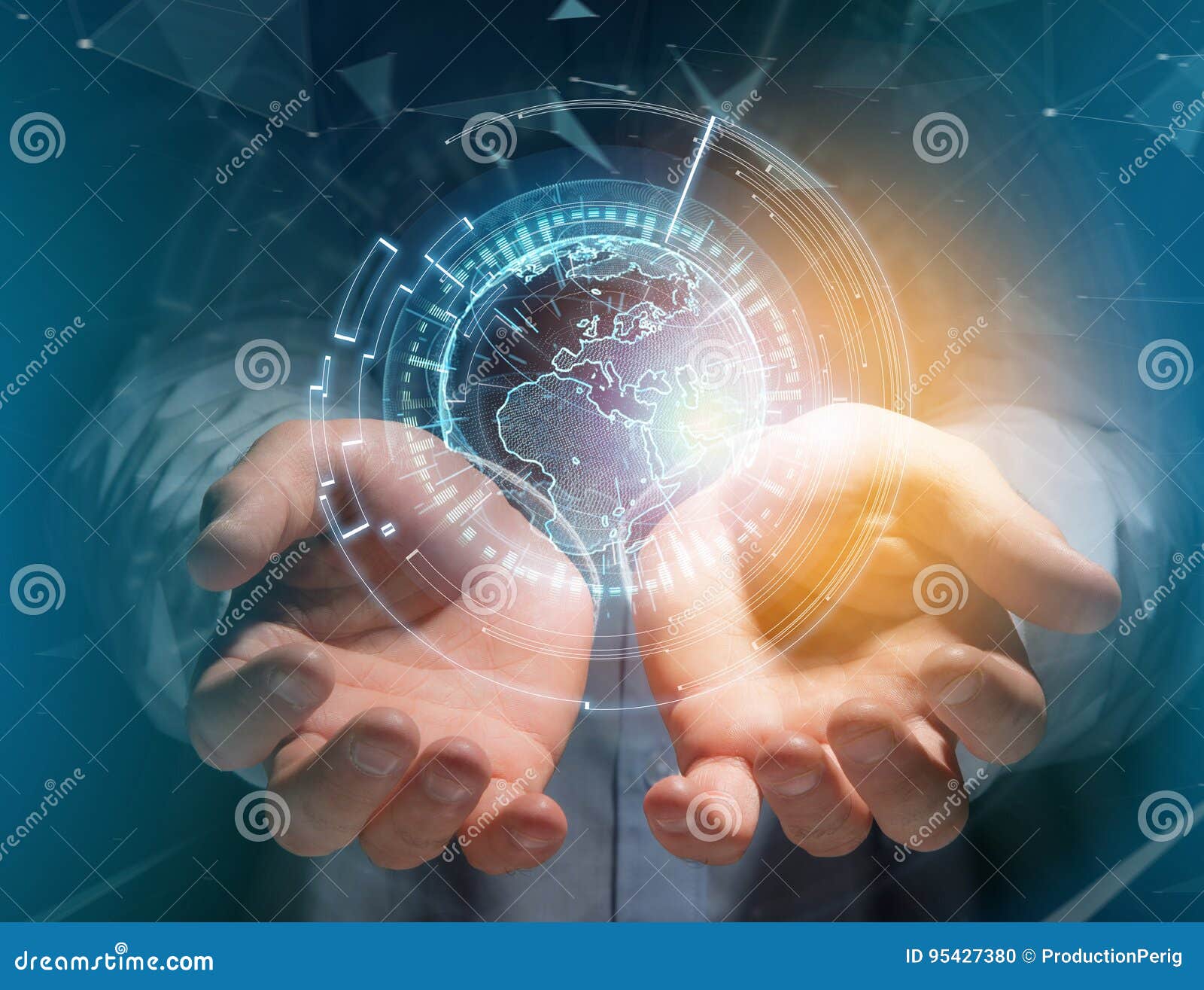 International Globe Communication Displayed on a Futuristic Interface ...