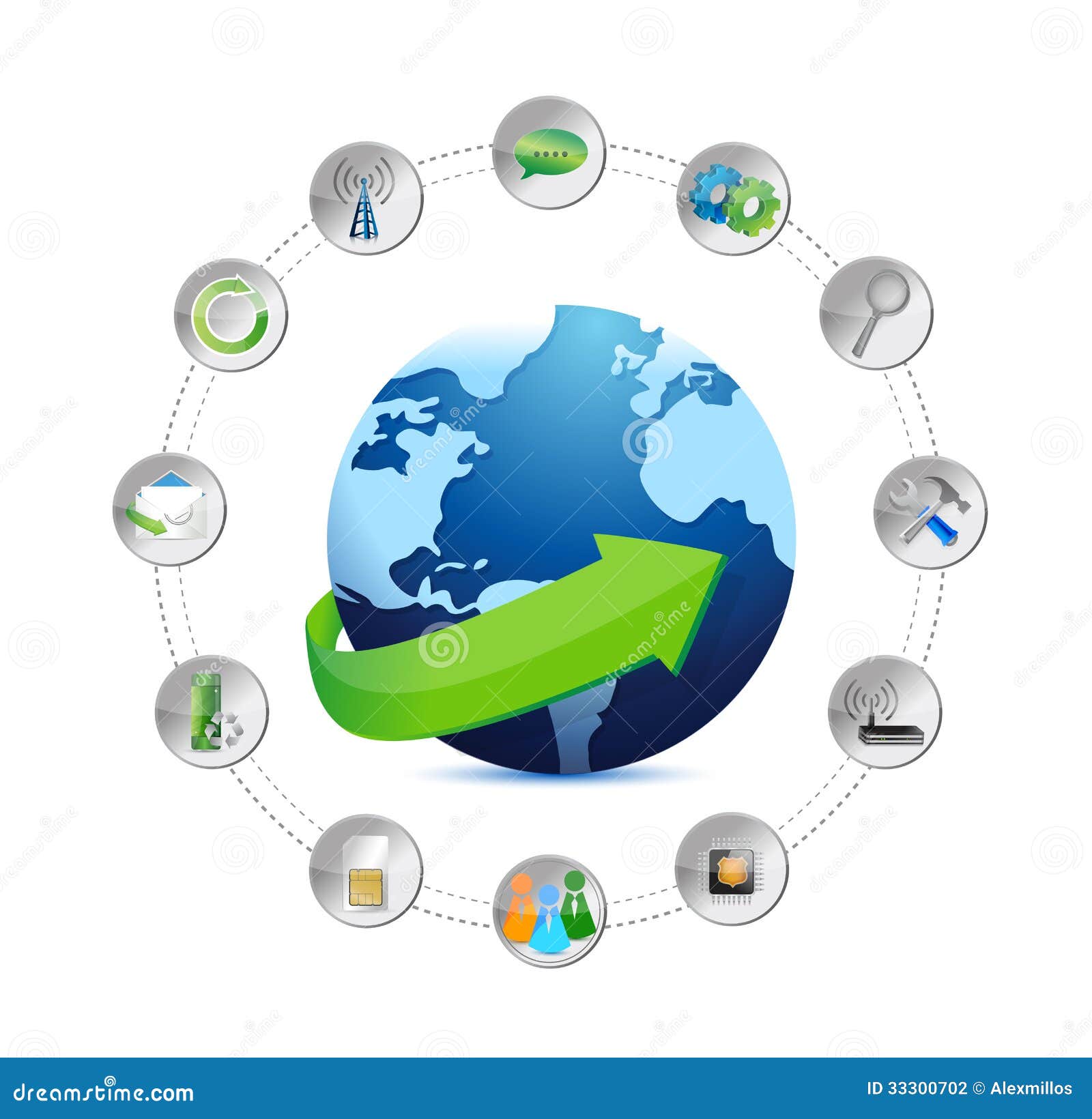 International Globe and Tools Settings Stock Illustration ...