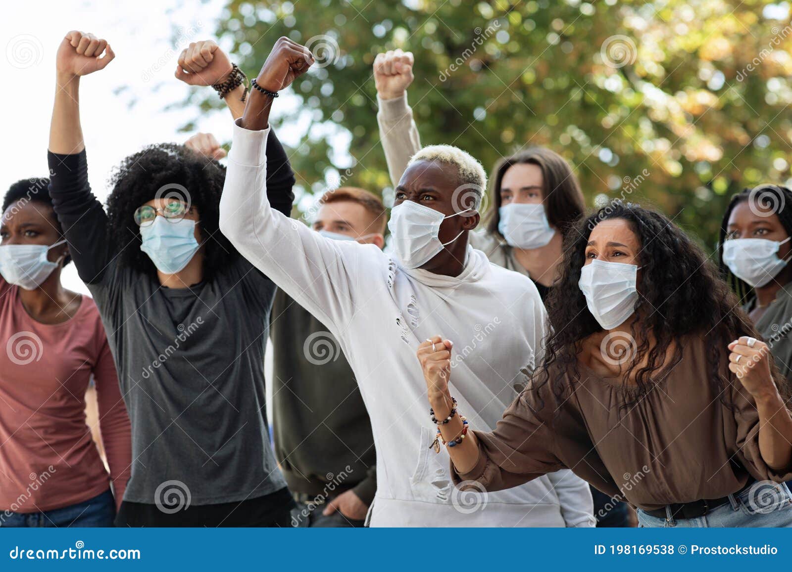 International Group of Angry Students Protesting Against Racism Stock ...