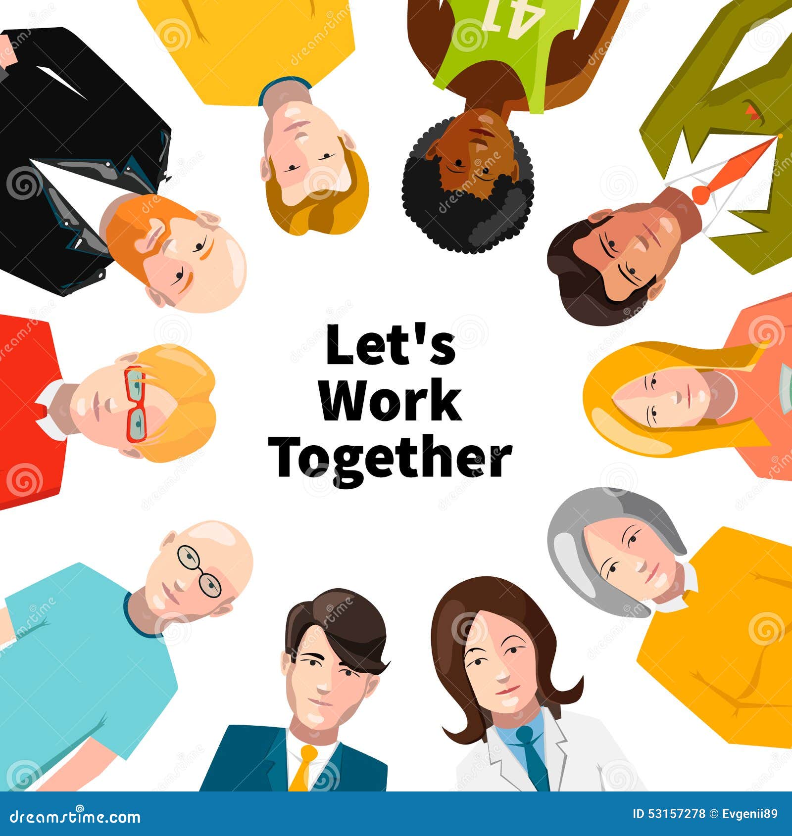 International Group of People Working in Team Stock Vector ...