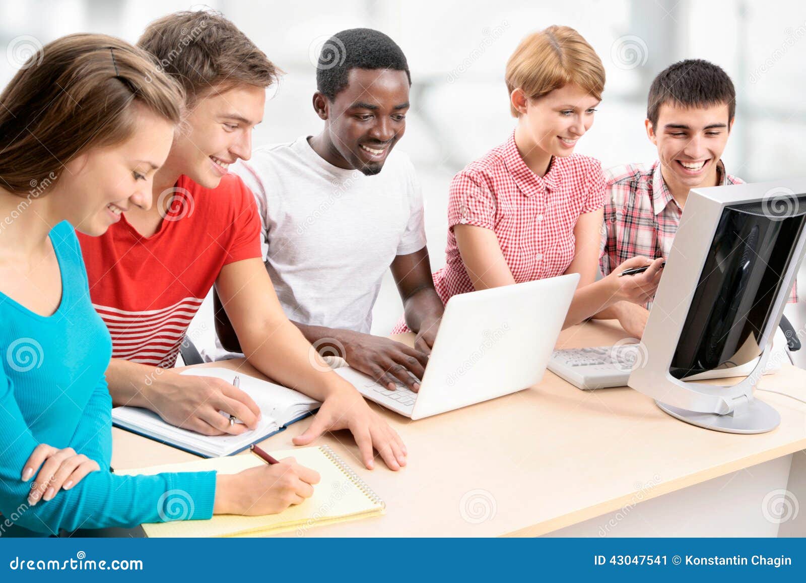 International Group of Students Stock Image - Image of library, people ...