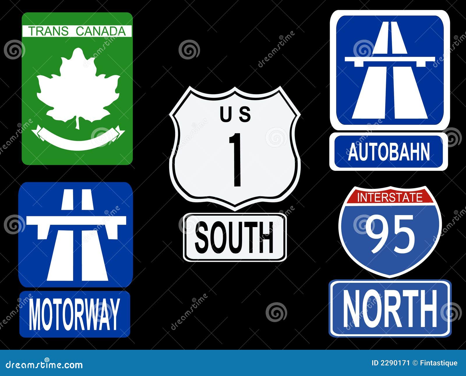 Highway Signs. Green Pointers On The Road, Traffic Control Signs And ...