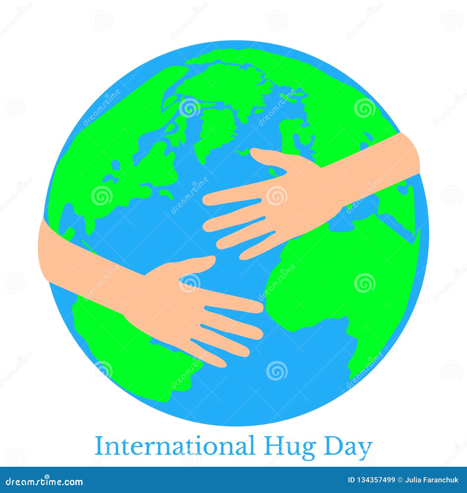 International Hug Day. Hands Hug the Planet Earth Stock Illustration ...