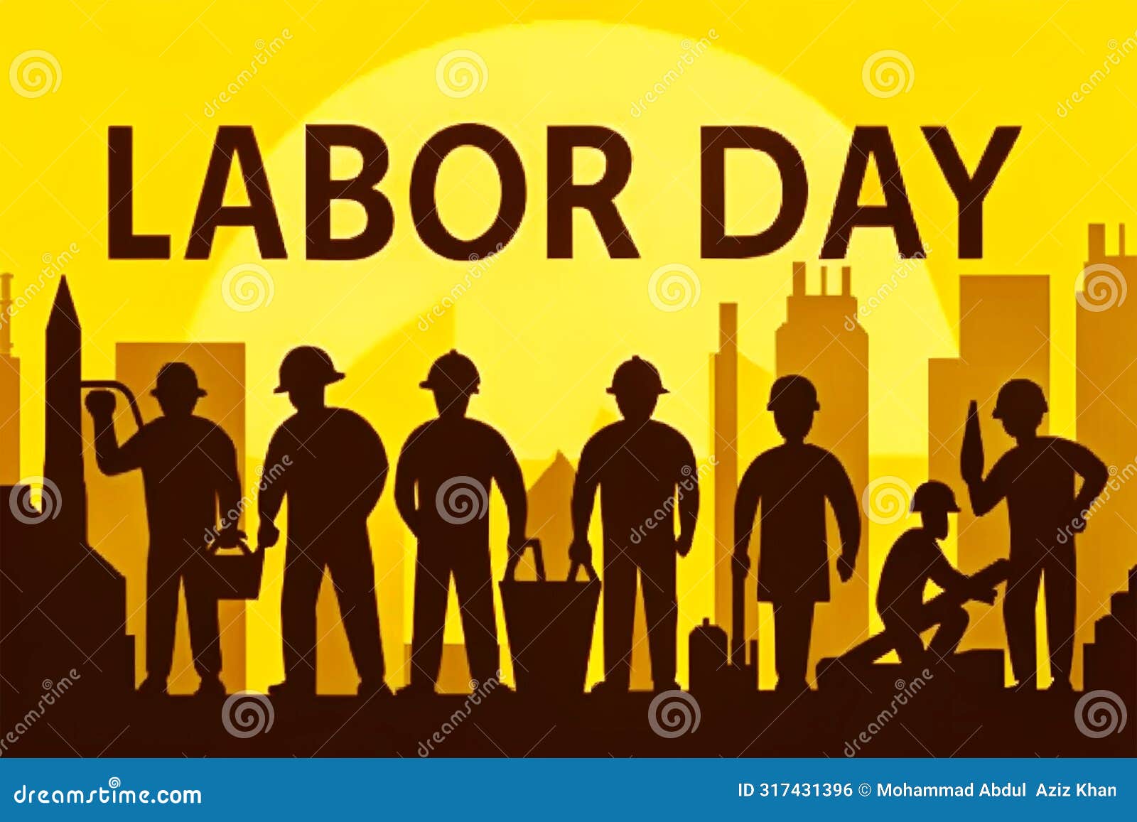 Labor Day is Celebrated on the First Monday of May Silhouette. Stock ...